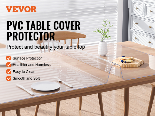 VEVOR Clear Table Cover Protector, 24" x 48"/613 x 1230.2 mm Table ...
