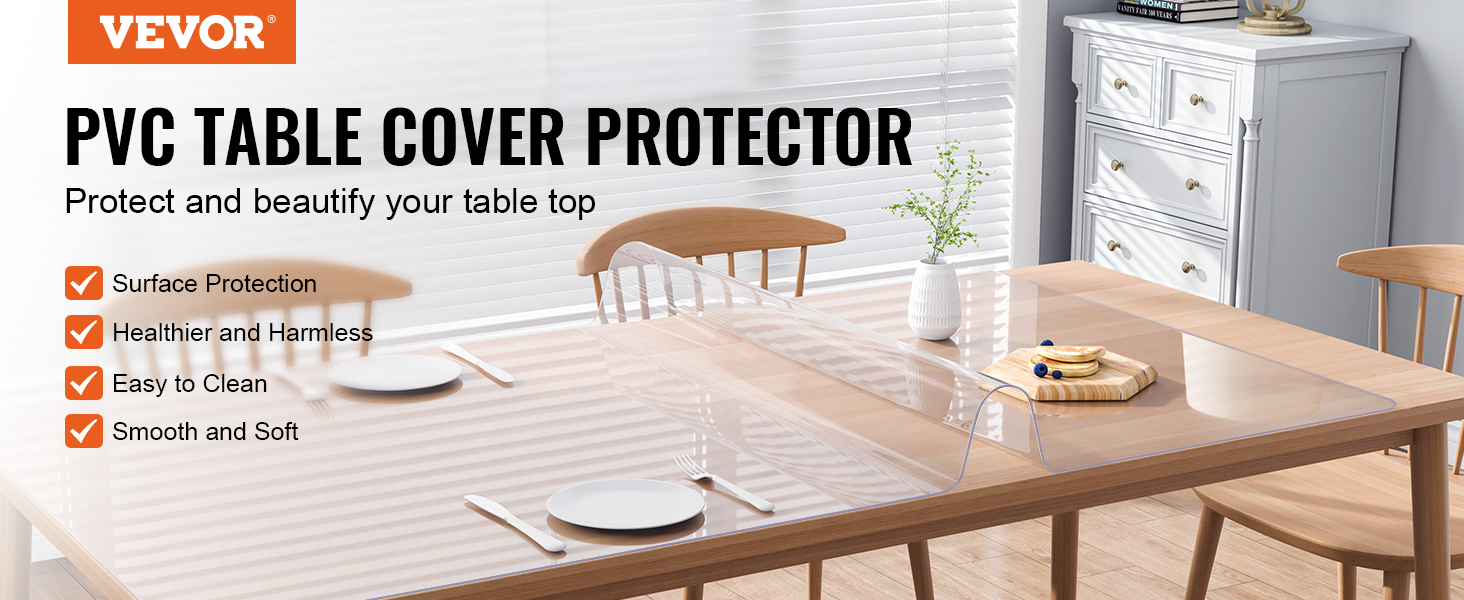 VEVOR Clear Table Cover Protector, 24" x 48"/613 x 1230.2 mm Table ...