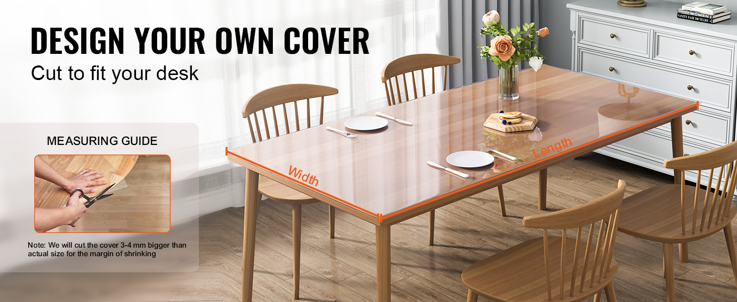 VEVOR Clear Table Cover Protector, 24" x 48"/613 x 1230.2 mm Table ...