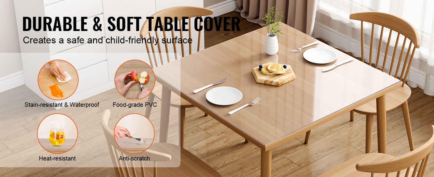VEVOR Clear Table Cover Protector, 12" x 12"/305 x 305 mm Table Cover ...