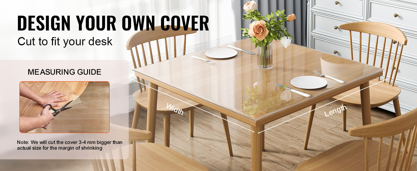 VEVOR Clear Table Cover Protector, 12" x 12"/305 x 305 mm Table Cover ...