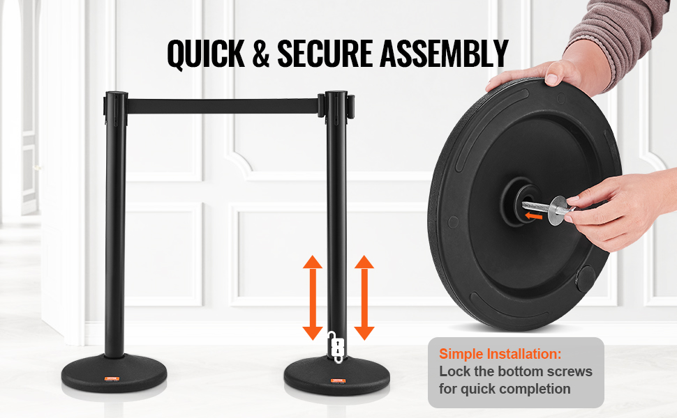 VEVOR Crowd Control Stanchions, 2-Pack Crowd Control Barriers with 6 ...