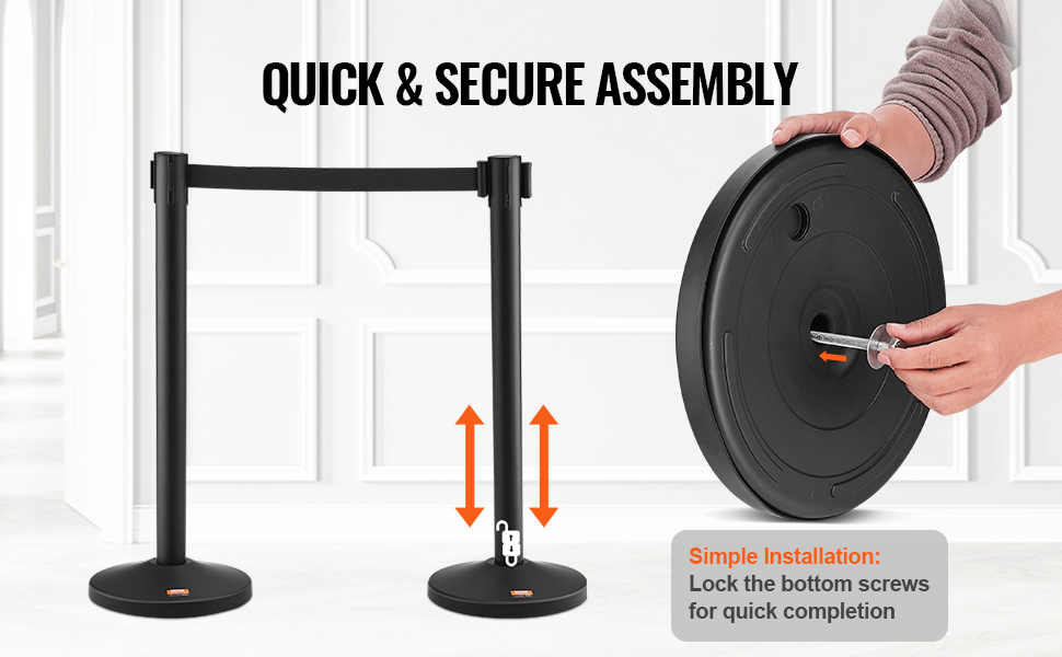 VEVOR Crowd Control Stanchion, 6-Pack Crowd Control Barrier, Carbon ...