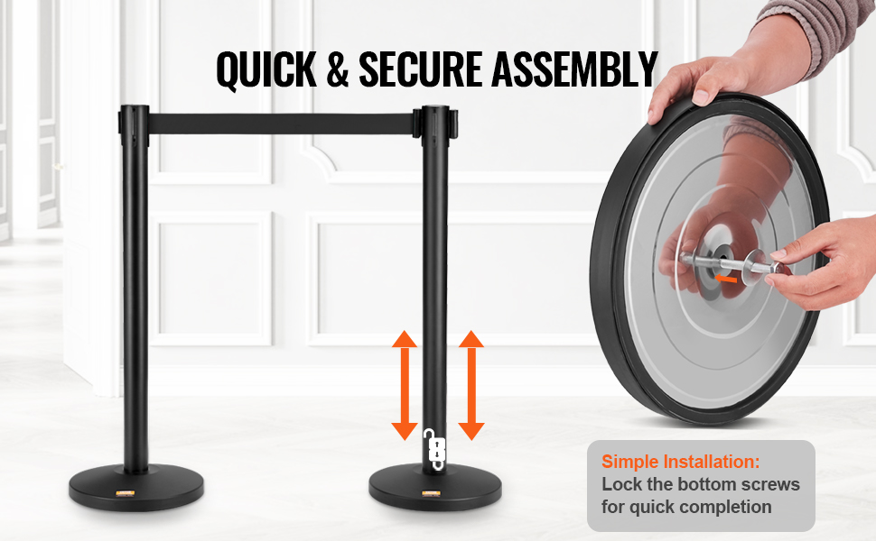 VEVOR Crowd Control Stanchions, 2-Pack Crowd Control Barriers, Carbon ...