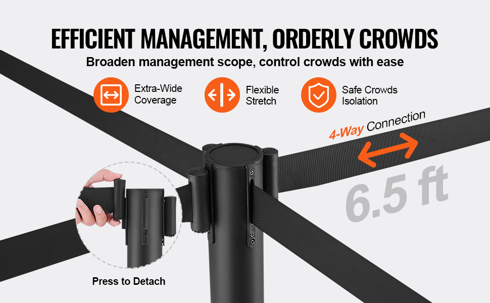 VEVOR Crowd Control Stanchions, 2-Pack Crowd Control Barriers, Carbon ...
