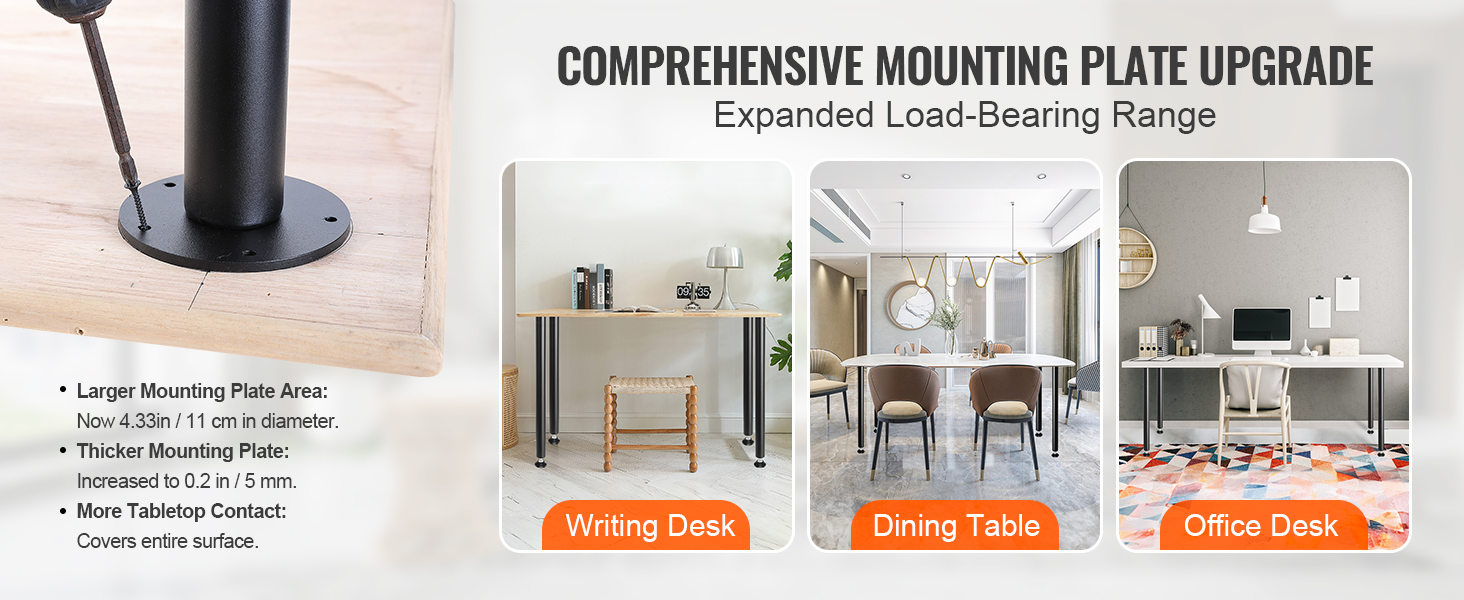 VEVOR 30" Solid Steel Adjustable Desk Legs Office Table Furniture Set ...