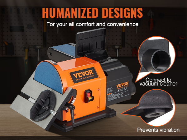 VEVOR Professional Belt Sander, 6" Disc Sander and 4 x 36 in. Belt ...