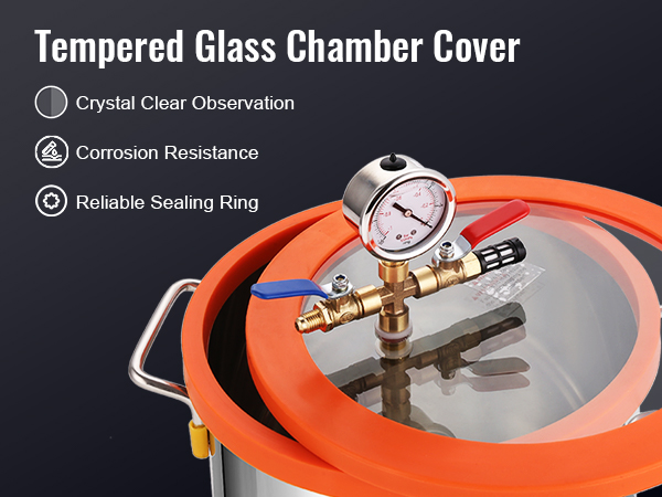 VEVOR 5 Gallon Vacuum Chamber and 3.5 CFM Pump Kit, Tempered Glass Lid ...