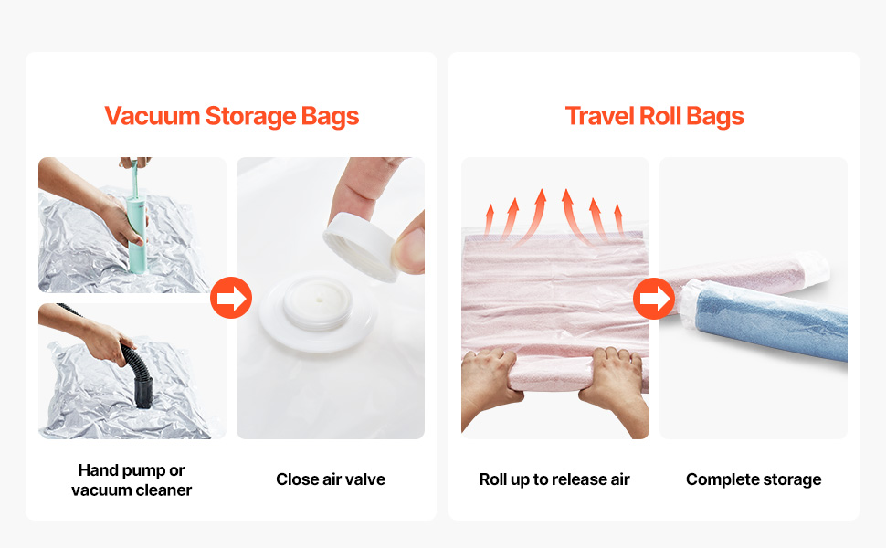 VEVOR Vacuum Storage Bags, 20 Pack Space Saver Seal Bag(4 Jumbo/4 Large ...