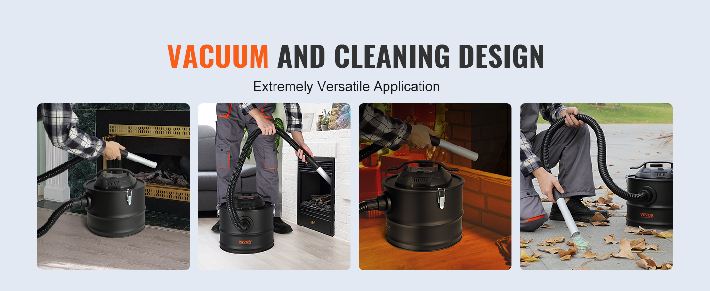 VEVOR Ash Vacuum Cleaner, 4 Gallon with 1200W Powerful Suction, Ash Vac ...
