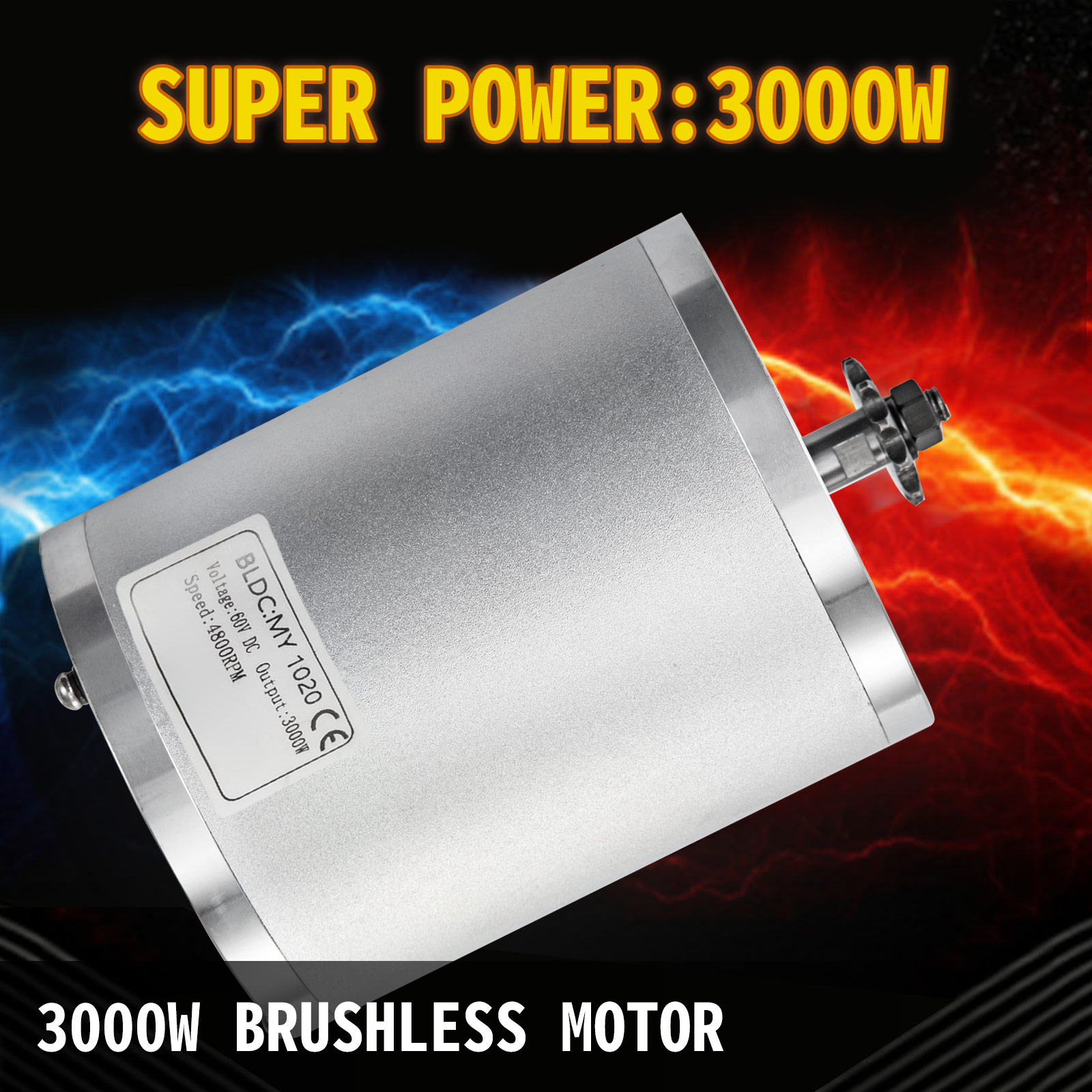 VEVOR 60V 3000W Brushless Motor Go Kart Electric Motor for Go Kart 60V ...