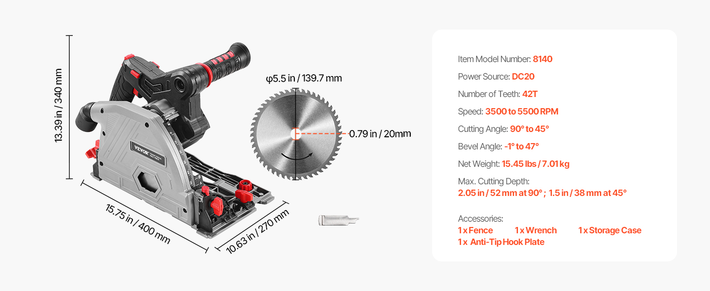 Cordless Track Saw 5-1/2 in Plunge-Cut Circular Saw Kit for Wood (Tool ...