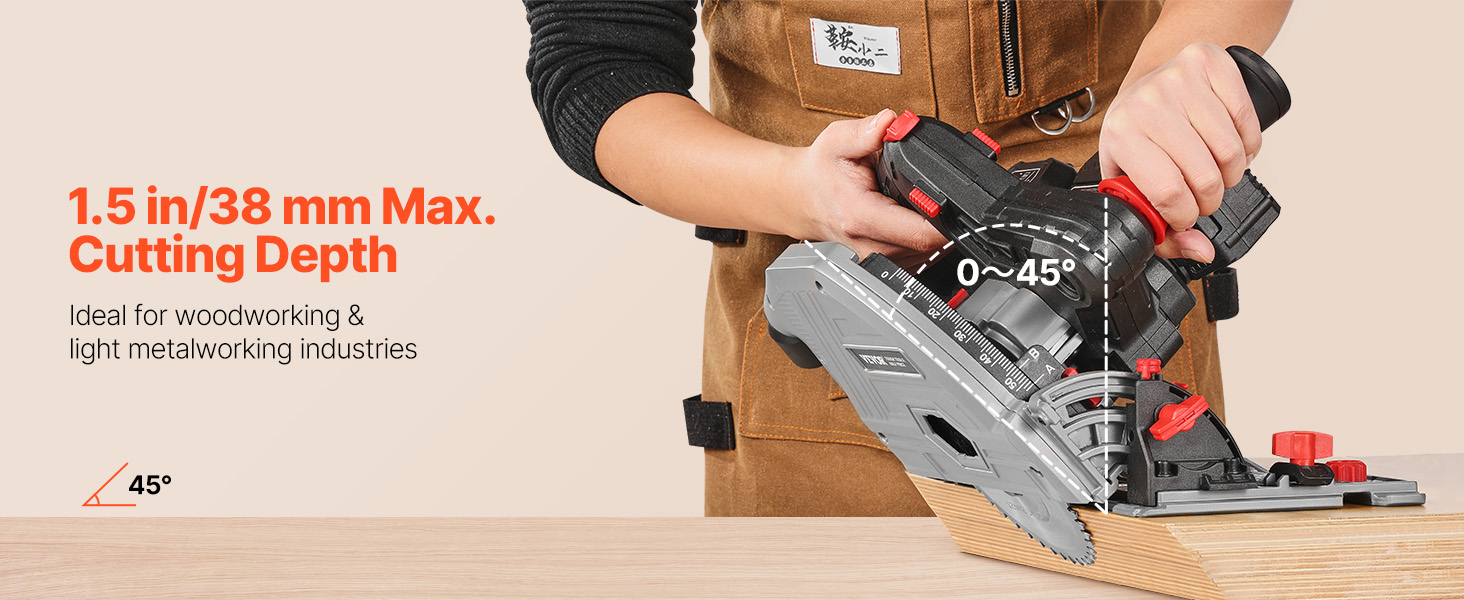 VEVOR Cordless Track Saw 5-1/2 in Plunge-Cut Saw Kit for Wood Metal ...