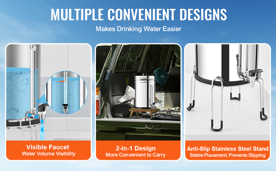 2.25G Gravity-fed Water Filter Countertop System Stainless Steel 2 ...