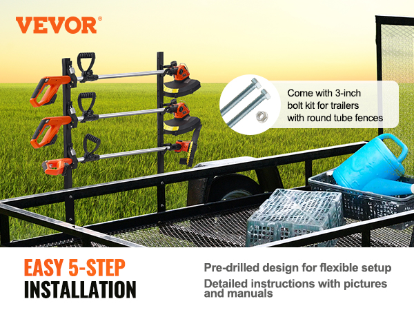 VEVOR Trimmer Rack, 3 Place Weeder Trimmer Rack, Locking Trim Holder ...