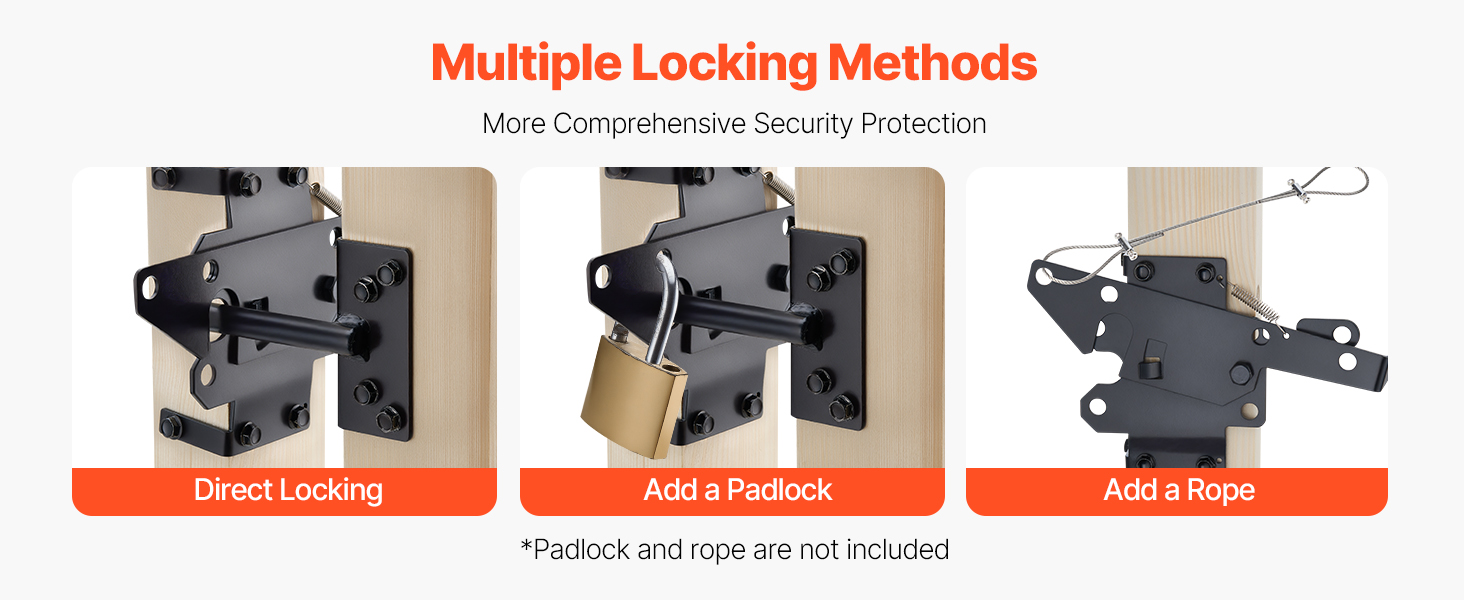 VEVOR Self-Locking Gate Latch Metal Heavy Duty Auto Gravity Lever with ...