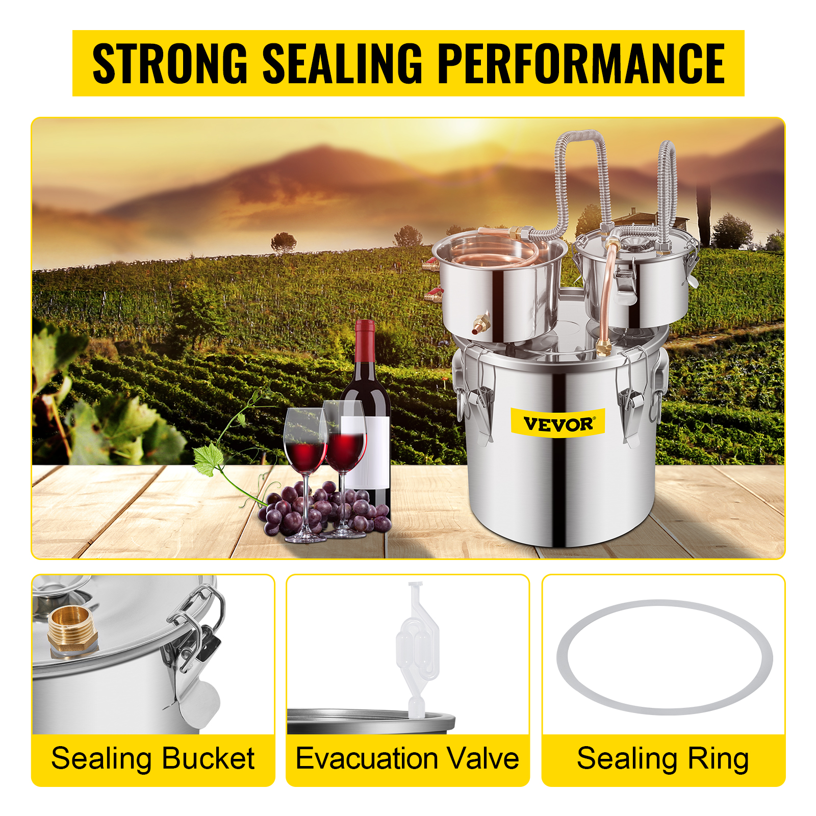 VEVOR Alcohol Still, 5 Gallon, Stainless Steel Alcohol Distiller with ...