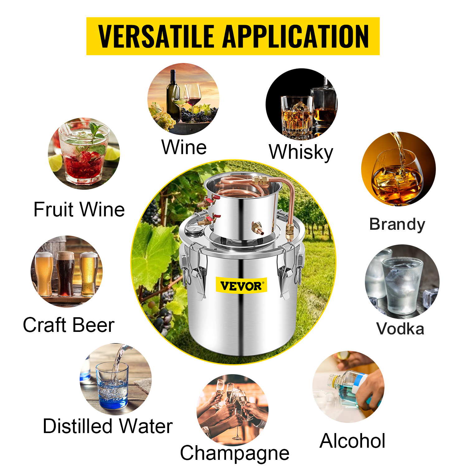VEVOR Moonshine Still 9.6Gal 38L, Distillery Kit with Circulating Pump ...