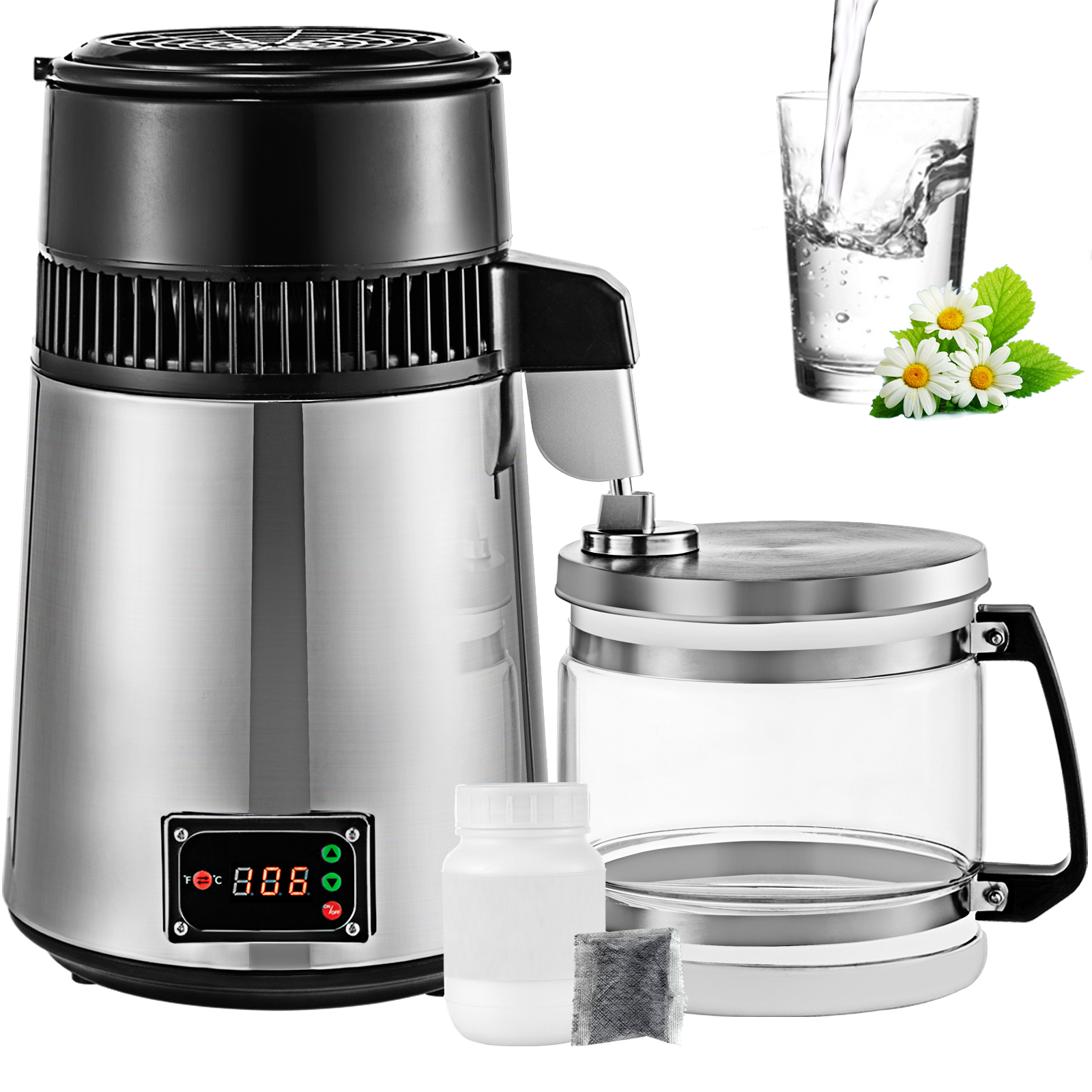 VEVOR Water Distiller 1.1Gal/4L, Stainless Steel Countertop Distilling ...