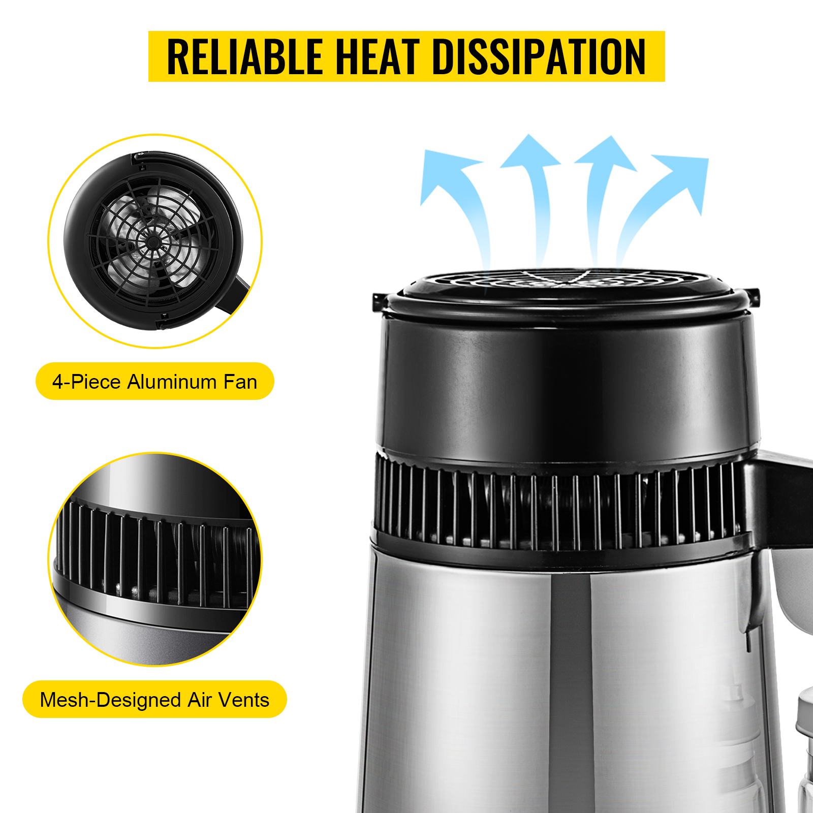 VEVOR Silver Water Distiller Machine 750W Adjustable Temperature Water ...