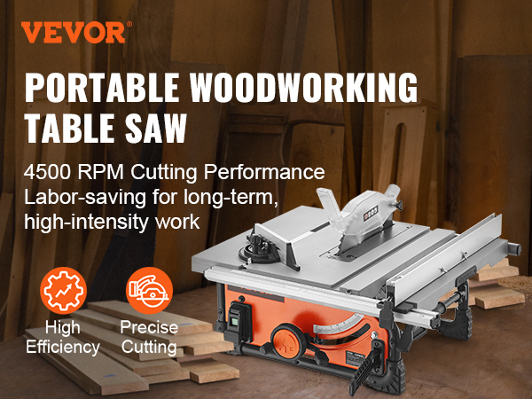 VEVOR 10" Table Saw Electric Cutting Machine 4500RPM 25-in Rip Capacity ...