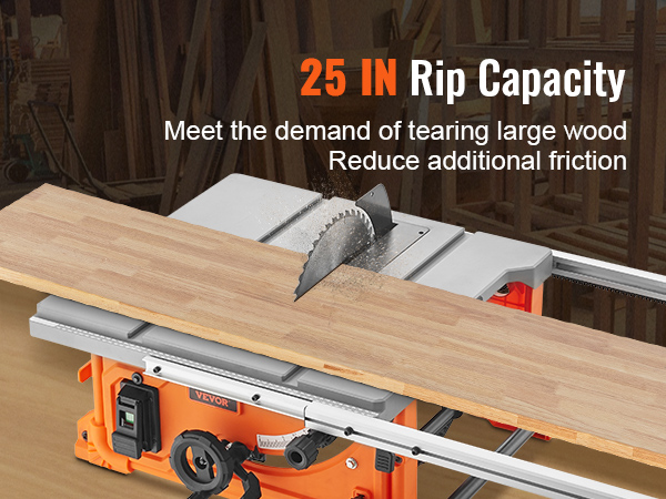 VEVOR 10" Table Saw Electric Cutting Machine 4400RPM 25-in Rip Capacity ...