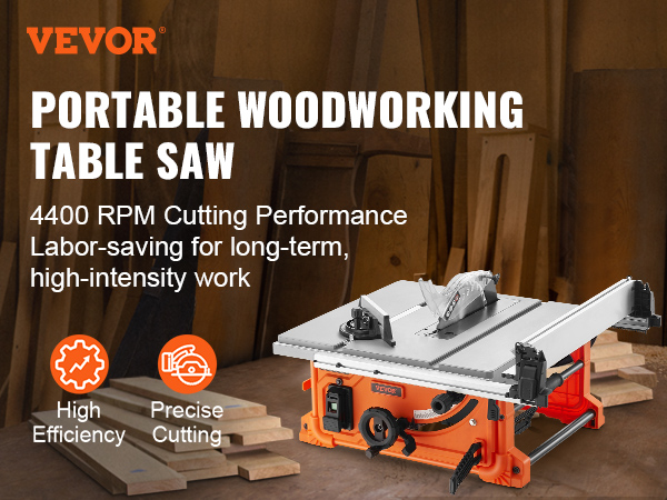 VEVOR 10" Table Saw Electric Cutting Machine 4400RPM 25-in Rip Capacity ...