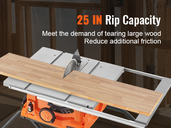 VEVOR 10" Table Saw w/ Stand Electric Cutting Machine 5000RPM 25-in Rip ...