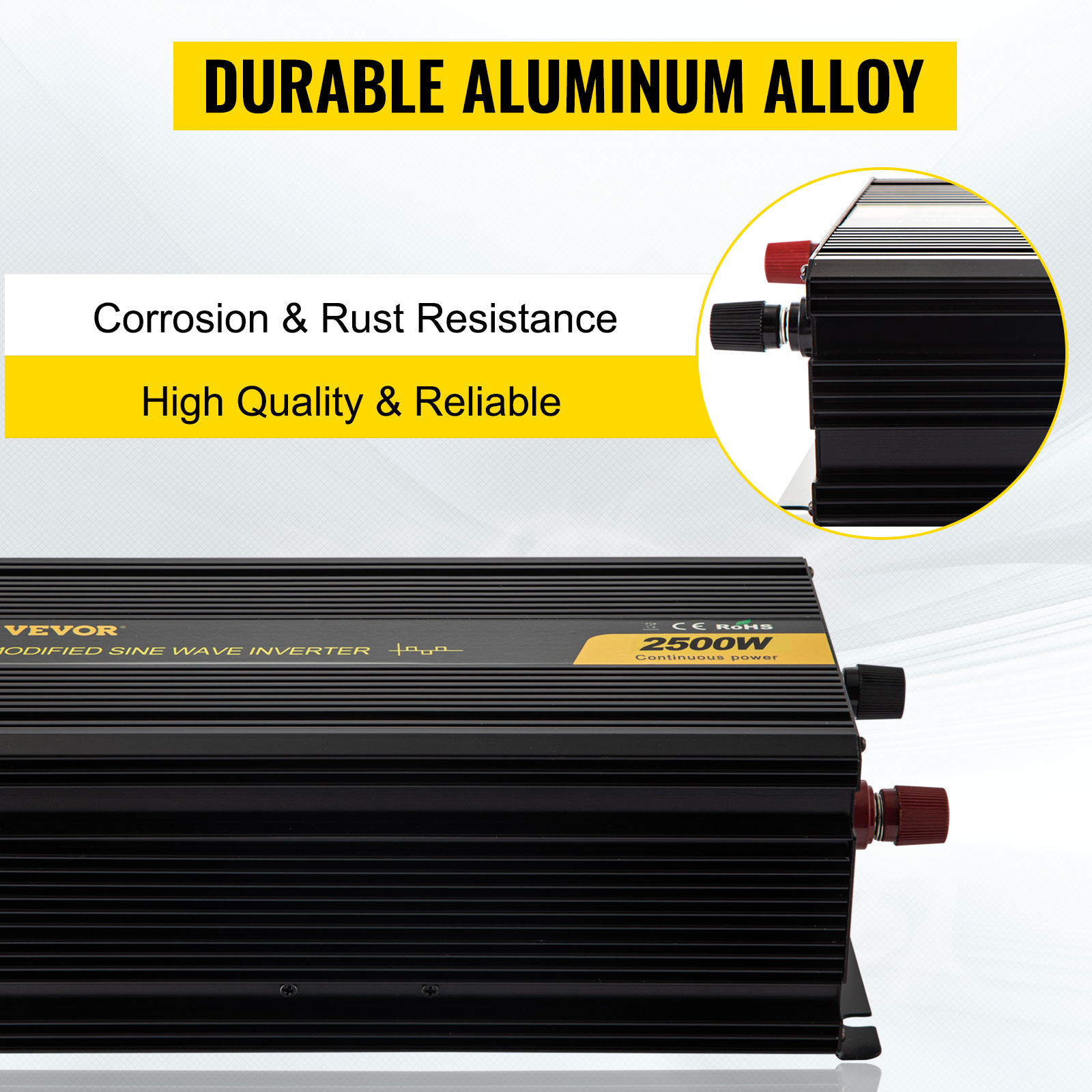 VEVOR Power Inverter, 2500W Modified Sine Wave Inverter, DC 12V to AC ...