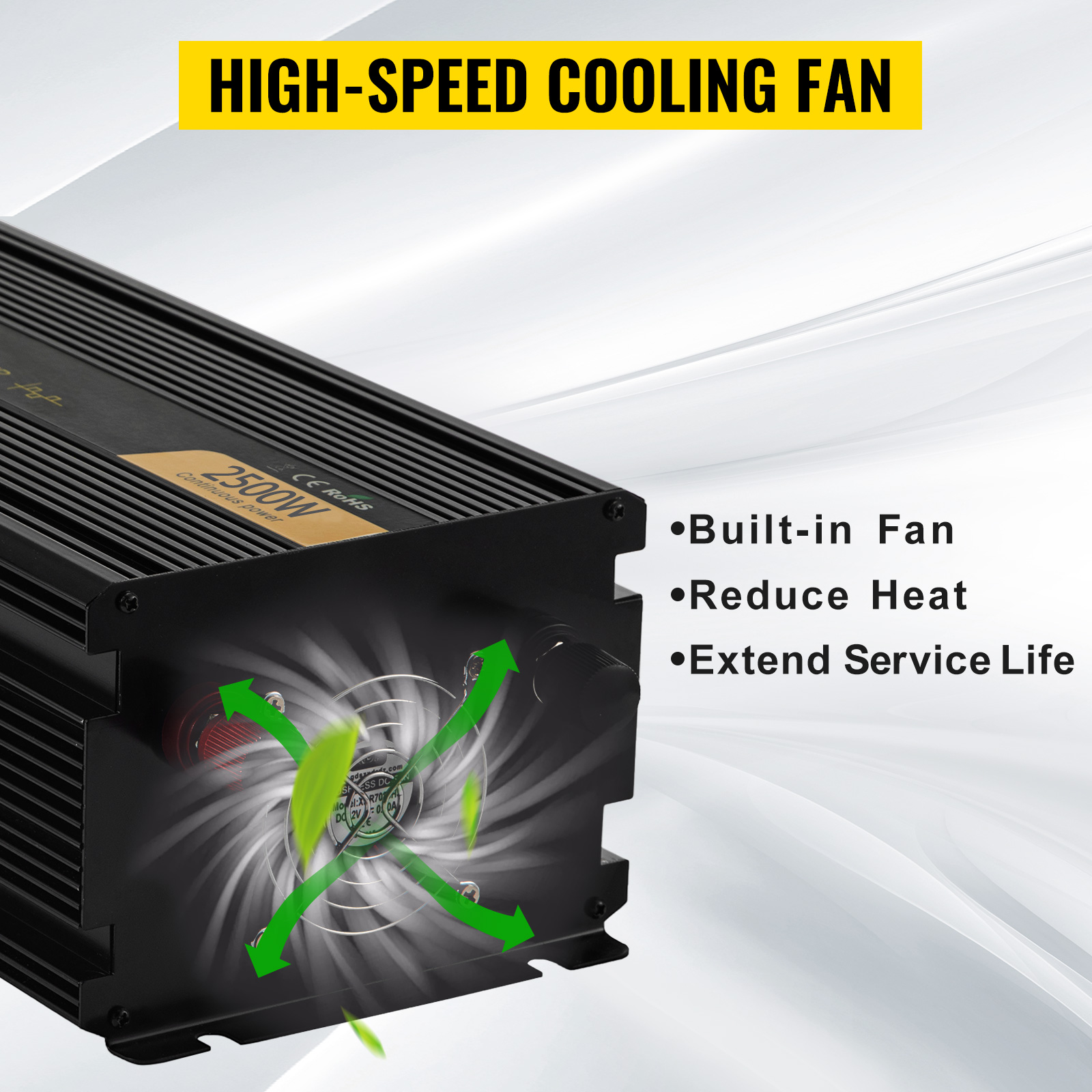 VEVOR Power Inverter, 2500W Modified Sine Wave Inverter, DC 12V to AC ...
