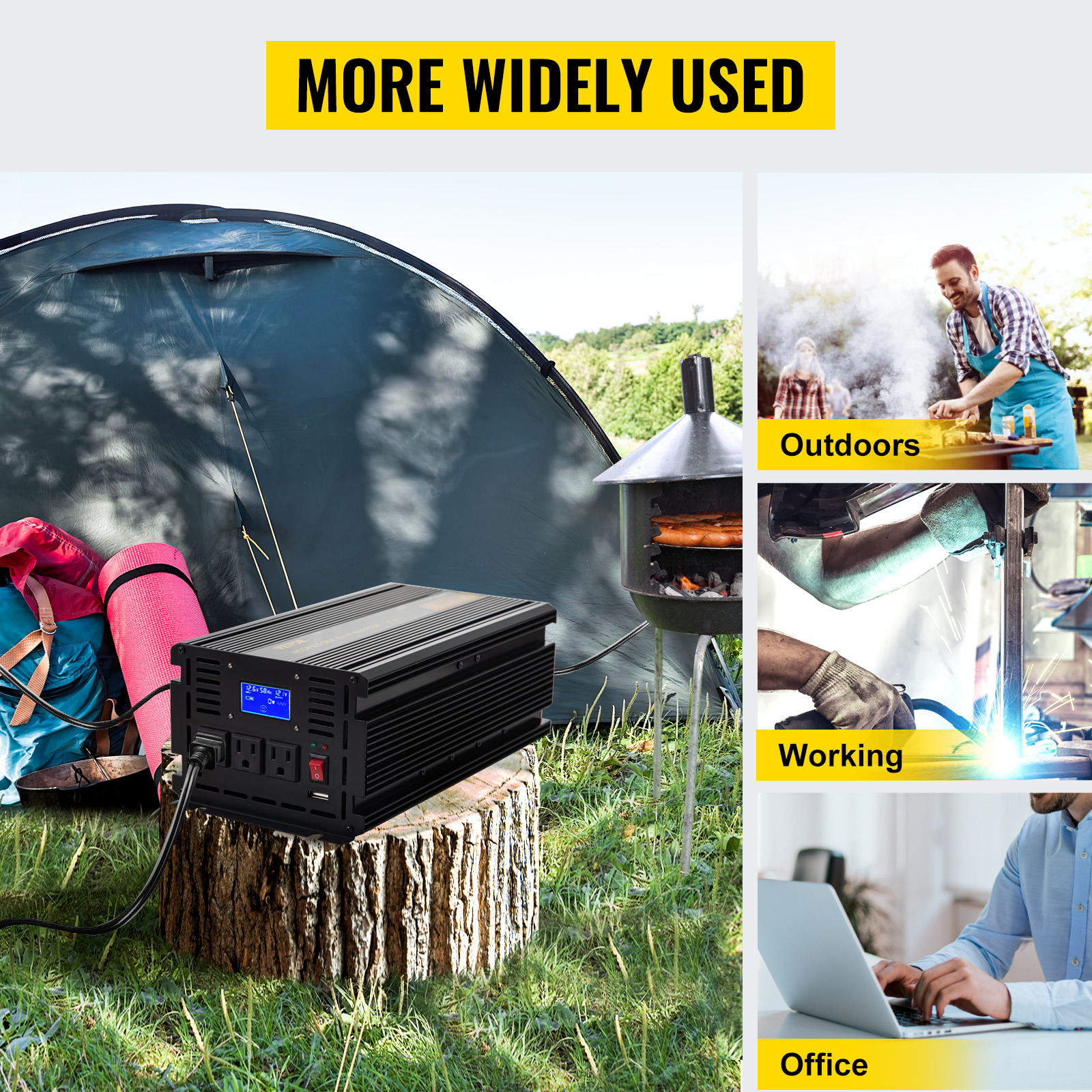 VEVOR Power Inverter, 2500W Modified Sine Wave Inverter, DC 12V to AC ...