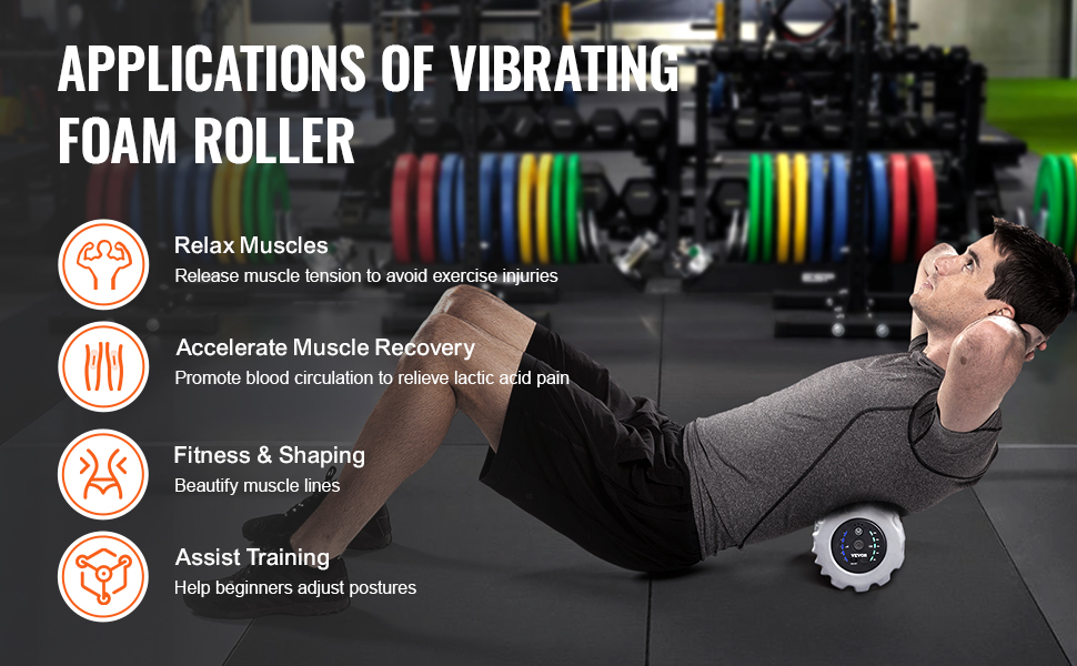 VEVOR Vibrating Foam Roller 5 Intensities & 3 Frequencies Electric Foam ...