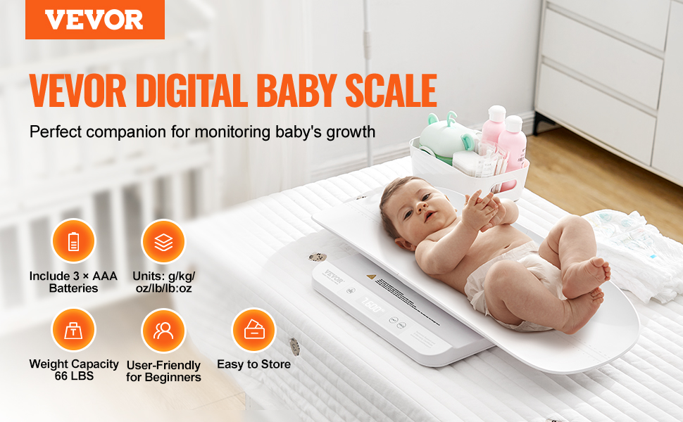 VEVOR Baby Scale Smart Bluetooth Infant Weight Digital Scale with Hold ...