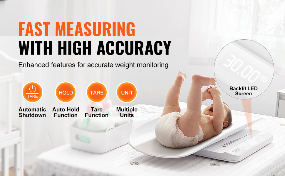 VEVOR Baby Scale Smart Bluetooth Infant Weight Digital Scale with Hold ...