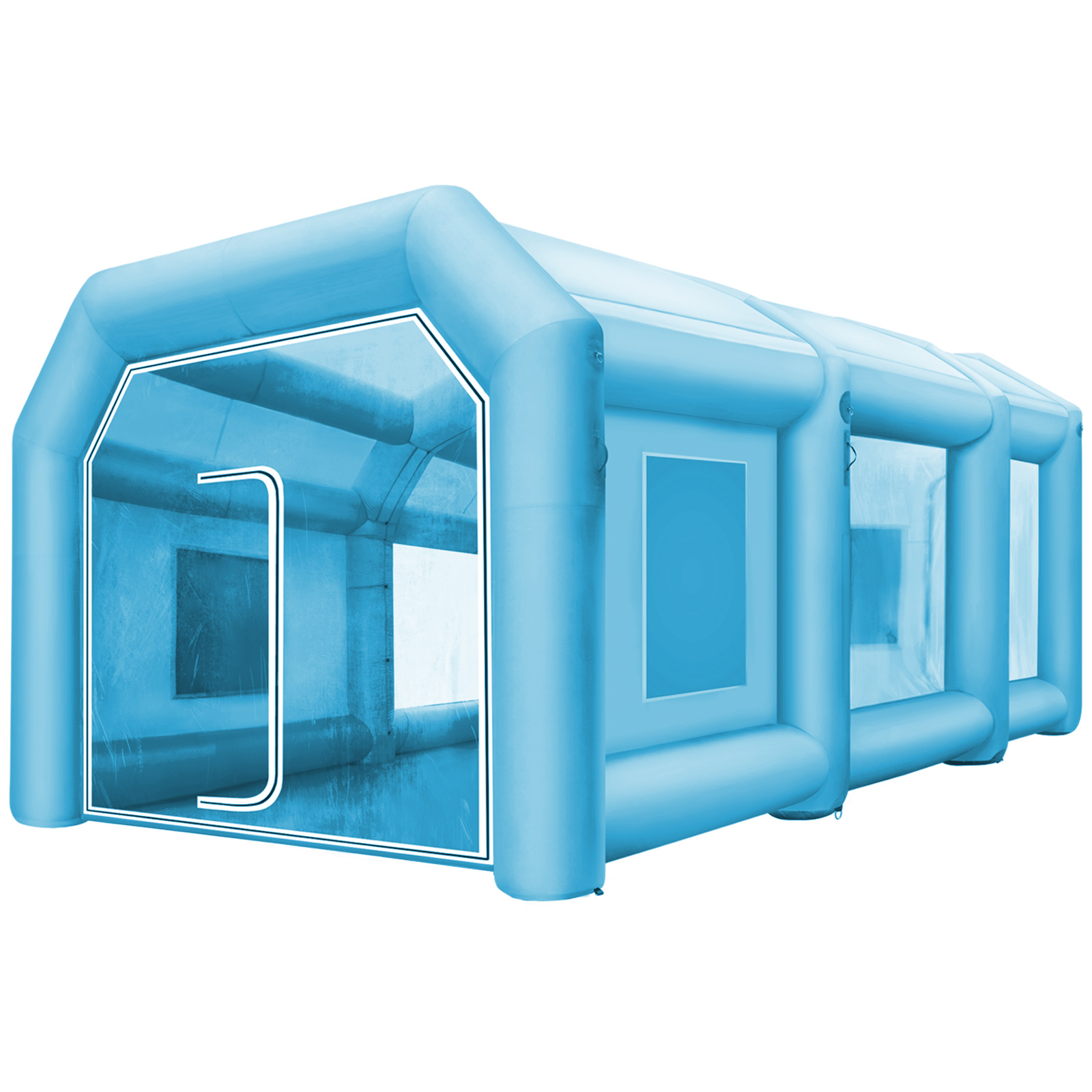 VEVOR Inflatable Paint Booth 39x16.4x13ft, Inflatable booth with 2 ...