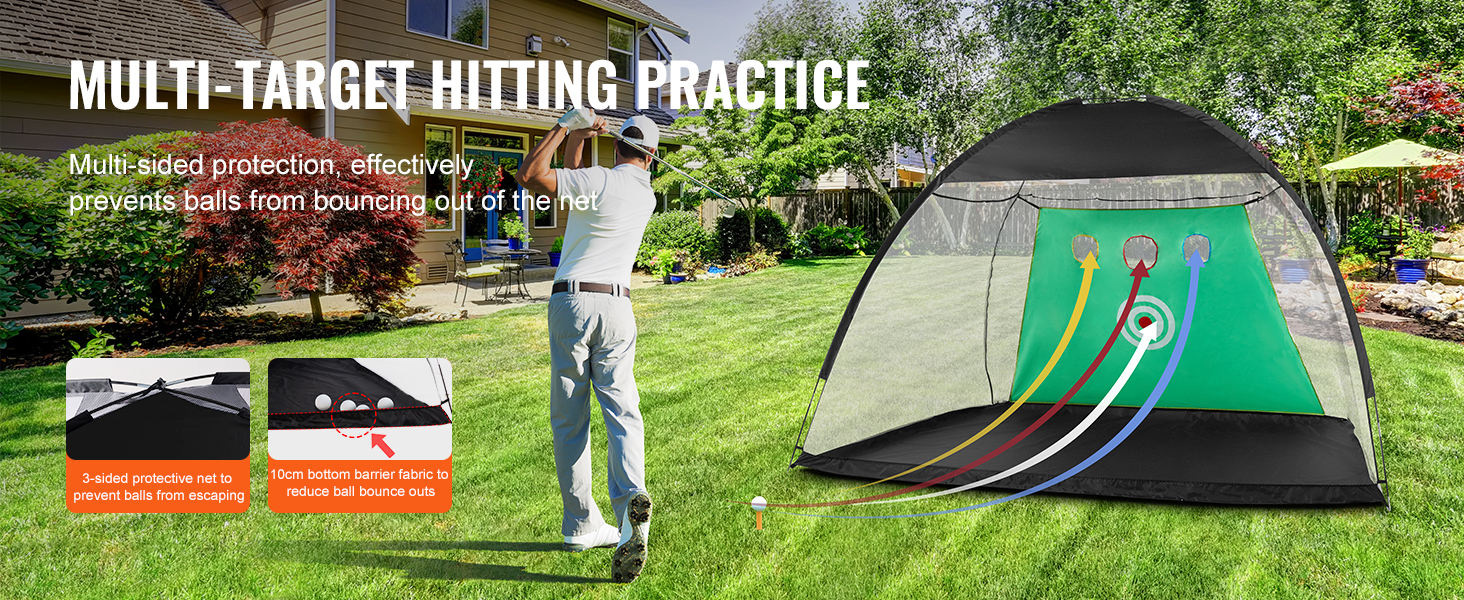 VEVOR Golf Net, 10x7ft All in 1 Golf Practice Net, Indoor Outdoor Home ...
