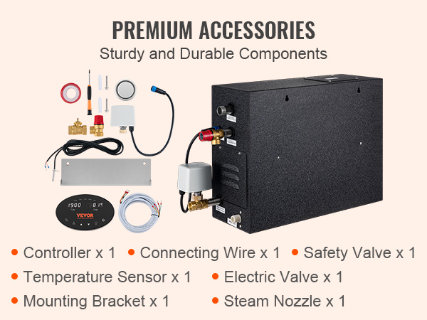 VEVOR 12KW Steam Shower Generator, Segmented Heating & Temperature ...