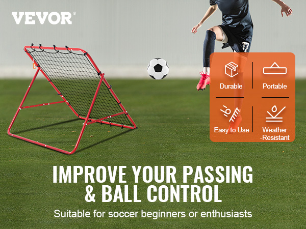 VEVOR Soccer Rebounder Rebound Net, Kick-Back 39"x39", Portable ...