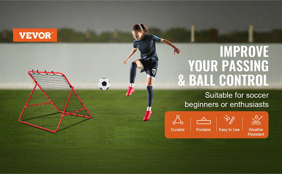 VEVOR Soccer Rebounder Rebound Net, Kick-Back 39"x39", Portable ...