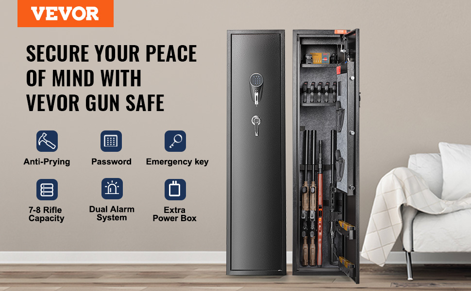 VEVOR 6 Rifles Gun Safe, Rifle Safe with Digital Keypad & Lock, Gun ...