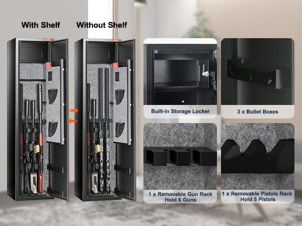 VEVOR Gun Safe Rifle Safe with Digital Keypad & Lock 5 Rifles Storage ...