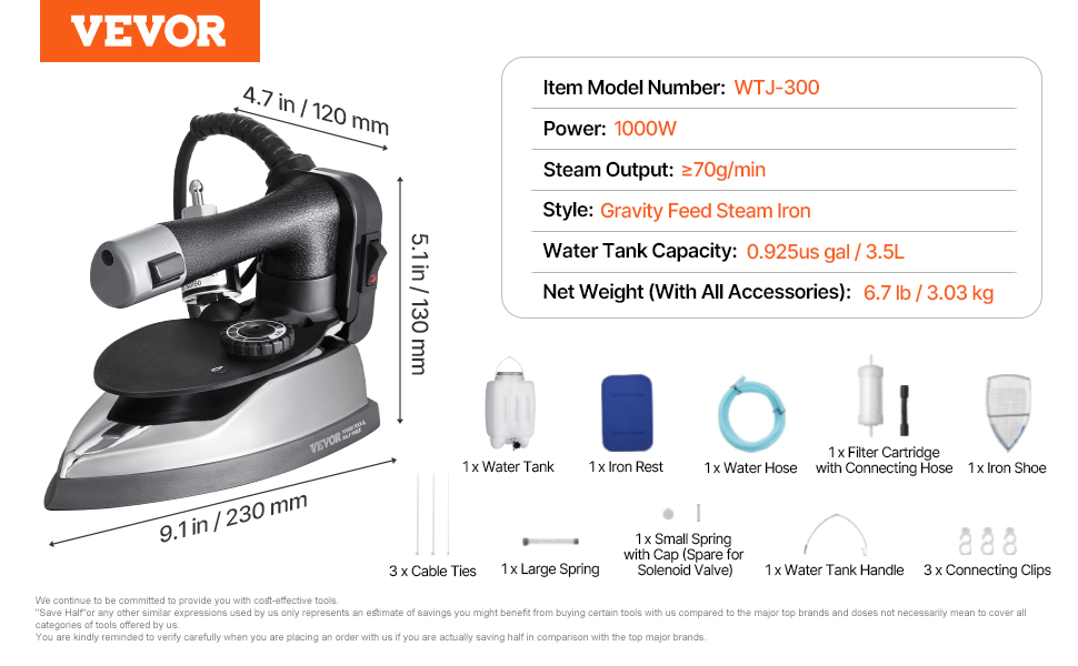 Gravity Feed Steam Iron 1000W Gravity Feed Iron with 3.5 L Tank ...