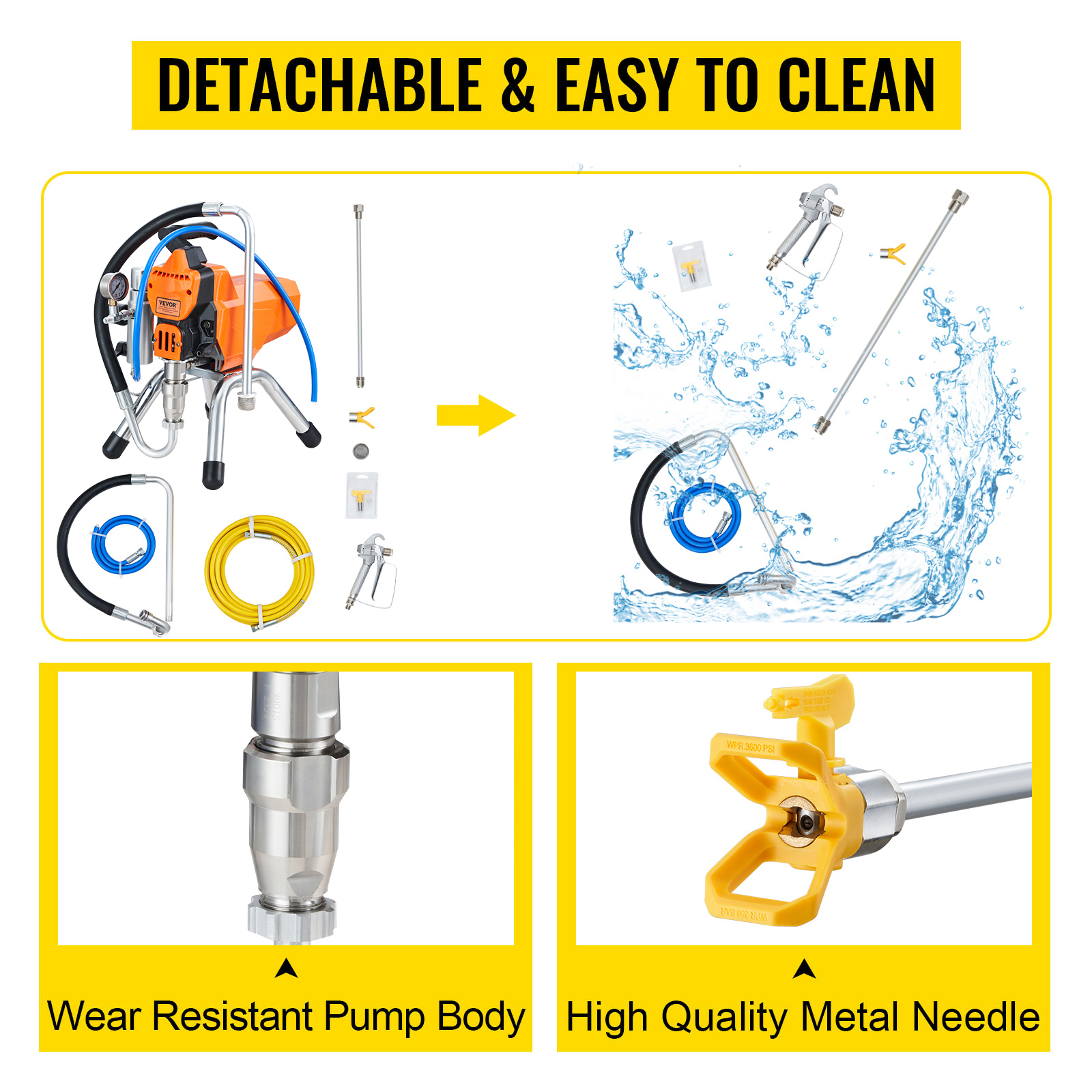 VEVOR High Pressure Airless Sprayer Paint Spray Gun 2200W Paint Sprayer ...