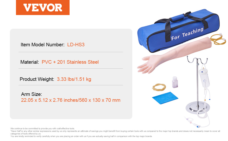 VEVOR Phlebotomy Practice Kit, IV Venipuncture Intravenous Training Kit ...
