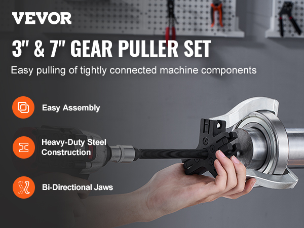 VEVOR Gear Puller Set, 3" and 7" Puller Kit, 3 Jaw Gear Bearing ...