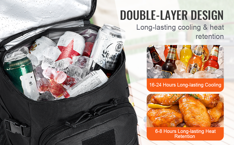 VEVOR Cooler Bag 25L Insulated Lunch Bag Molle Design & Removable ...