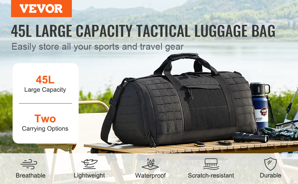 Tactical Duffle Bag 45L Gym Bag Duffle Molle Design & Shoe Compartment ...