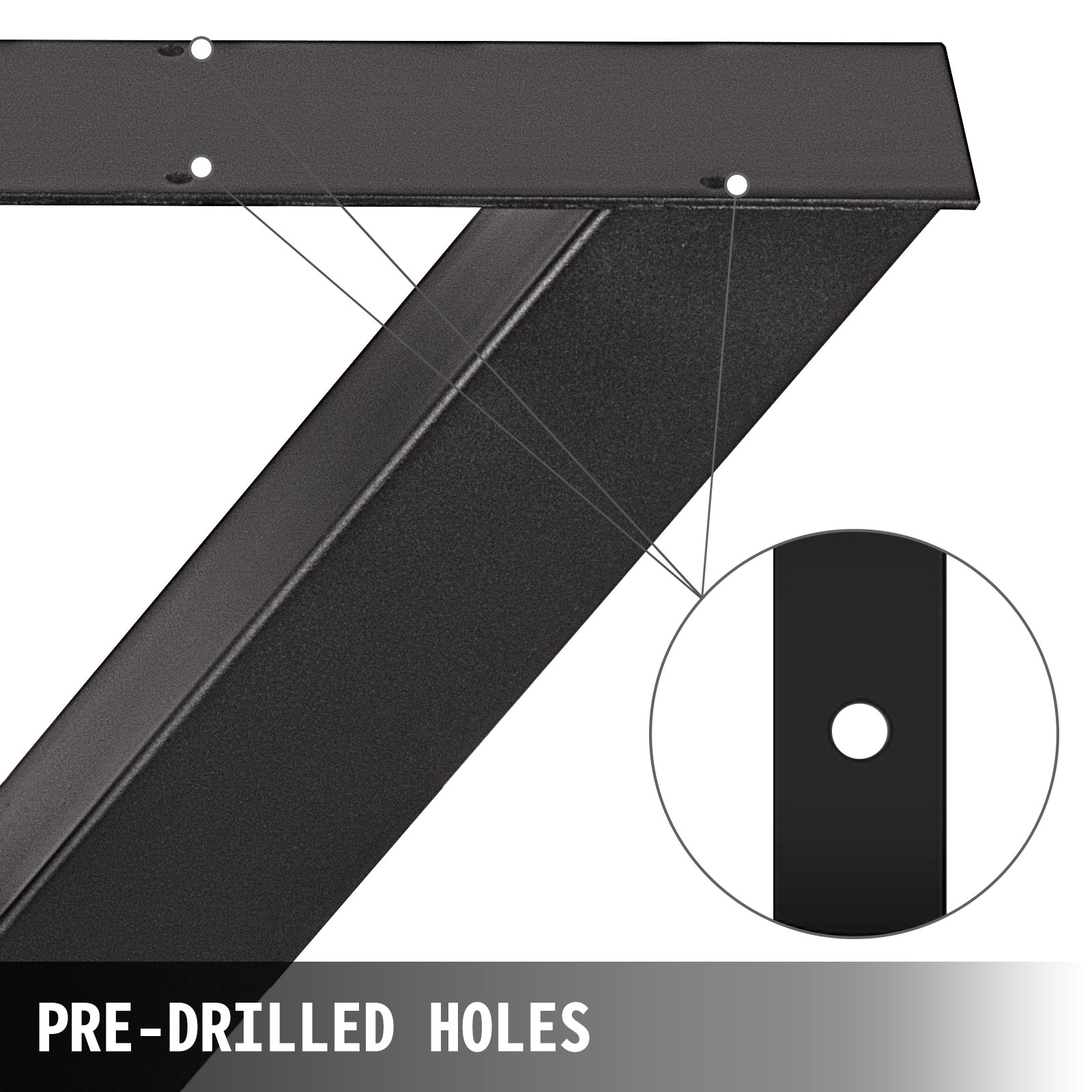 VEVOR Set of 2 Steel Table Legs, 28''Height 30''Wide Dining Table Legs ...