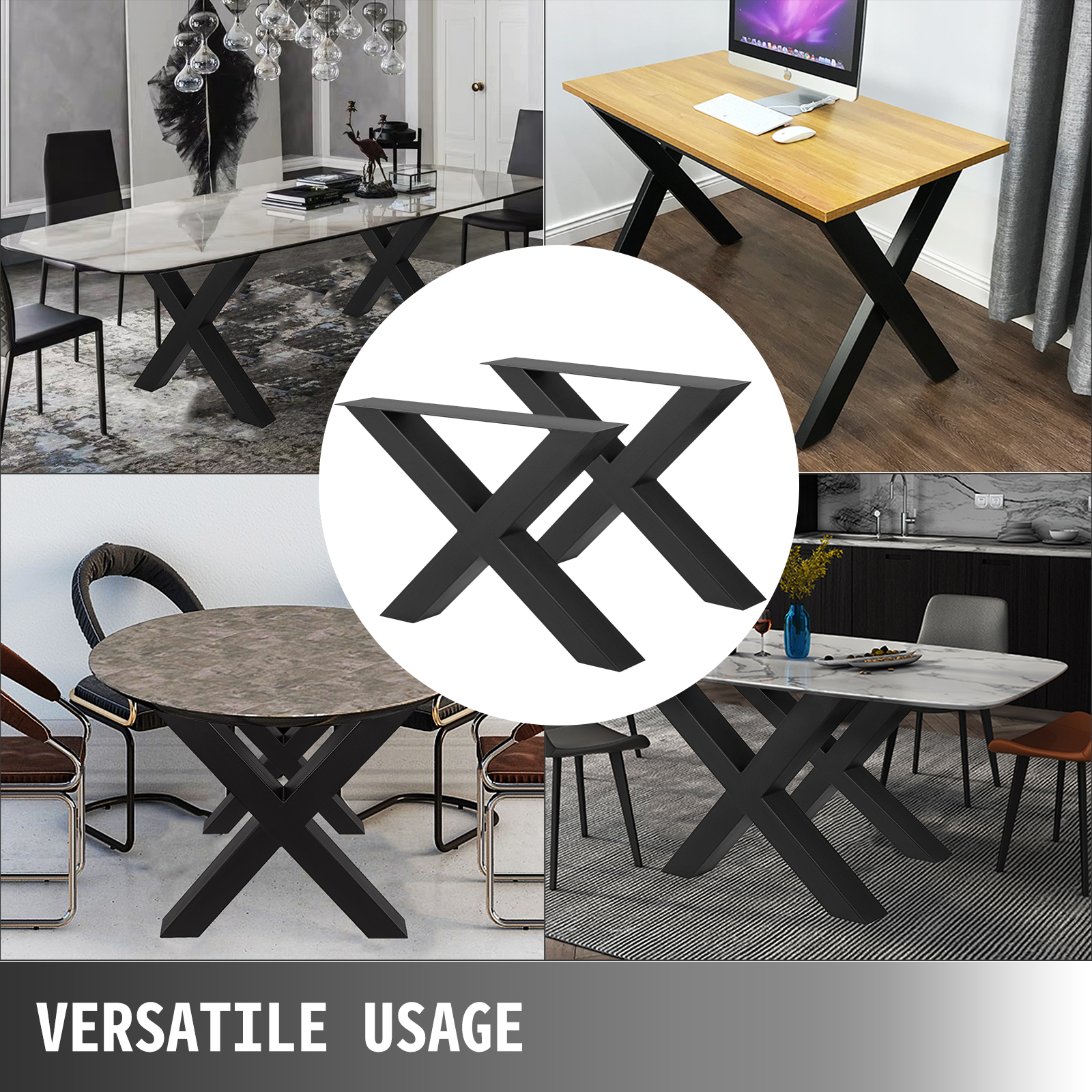 VEVOR Metal Table Legs 28.4 x 29.9 Inch Black Table Legs Premium steel ...
