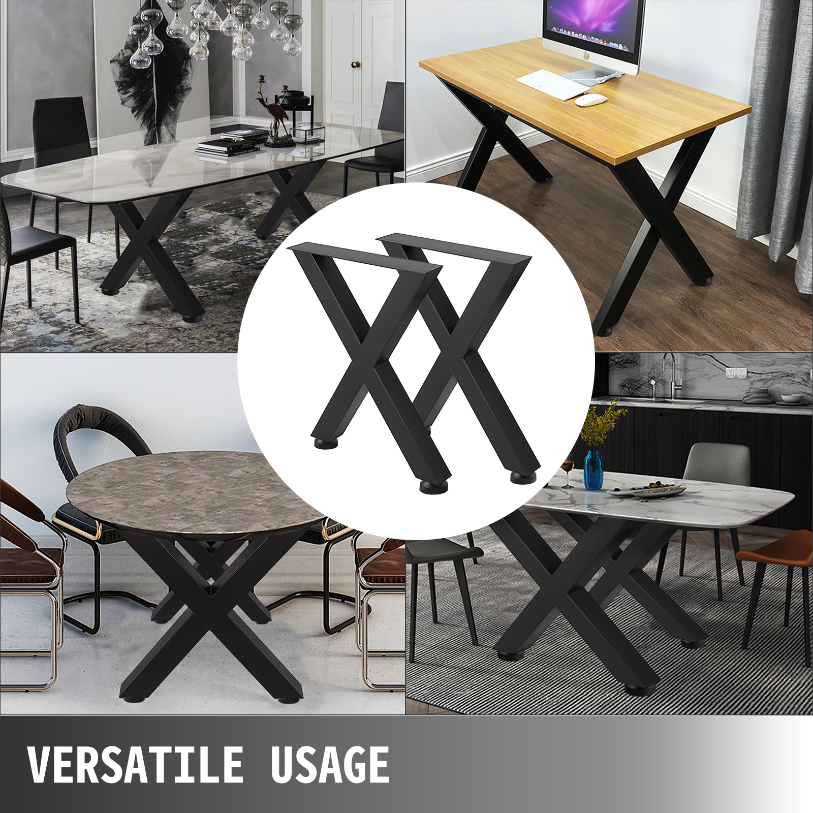 VEVOR Metal Table Legs 28.4 x 31.1 Inch Black Table Legs Premium steel ...